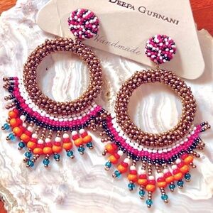 Deepa Gurnani | Jewelry | Nwt Deepa Gurnani Beaded Fringe Hoop Earrings ...